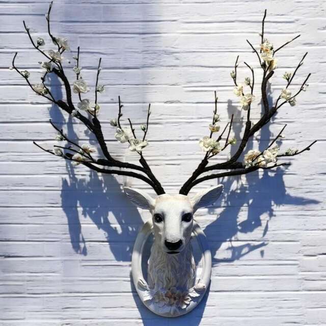 Rustic Deer Head Wall Decor, Stag Sculpture, Gift For Dad, Farm Cabin ...