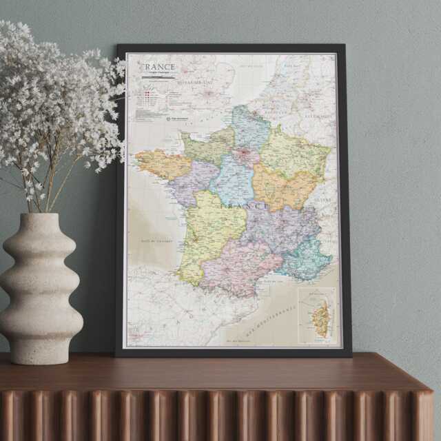 Map Of France Poster Art - Wall Decor Print Classic Edition Home Map ...