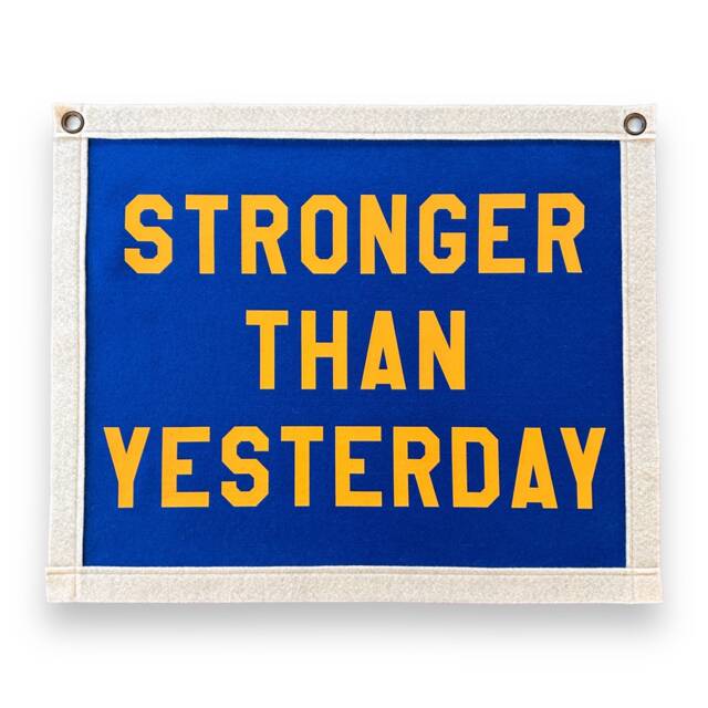 stronger Than Yesterday Banner - Felt Pennant Flag Vintage Wall Decor ...