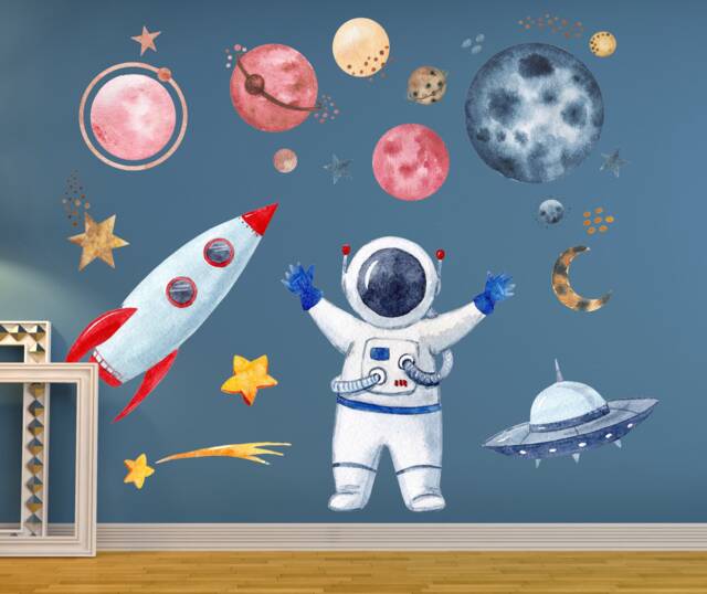 Astronaut Planets Theme Wall Decal - Nursery Decals Space & Stickers ...