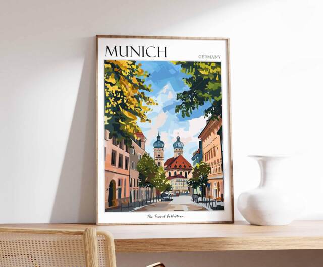 Munich Poster, Germany Travel Print, German Decor, Europe European Wall ...