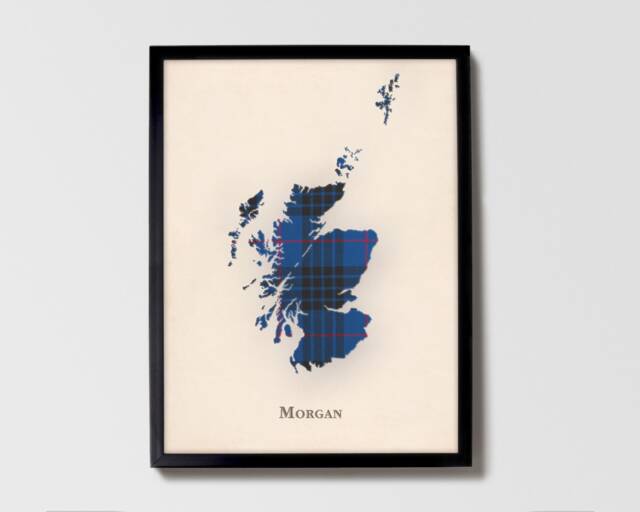 Clan Morgan Scottish Tartan Map - Of Scotland Family Wall Decor, Ready ...