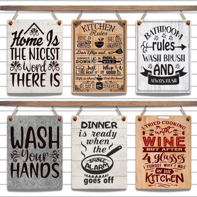 Hanging Signs For Home - Kitchen Plaques -Wall Art Decor Quotes Dining ...