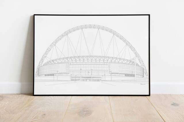Wembley Stadium, London, Uk, Line Art Drawing, Sports Landmark, Home ...