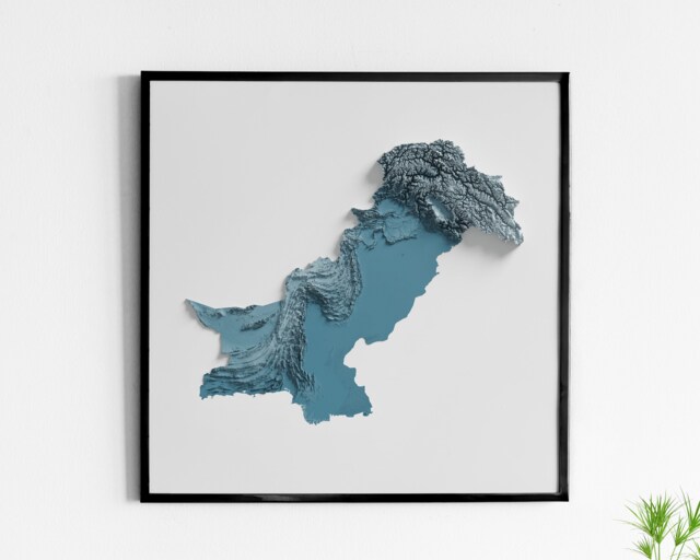 Pakistan - Shaded Relief Map Natural Topography by Etsy | ufurnish.com