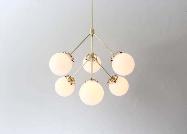 Modern Globe Chandelier - Sputnik Brass Pendant Lighting Fixture Six ...