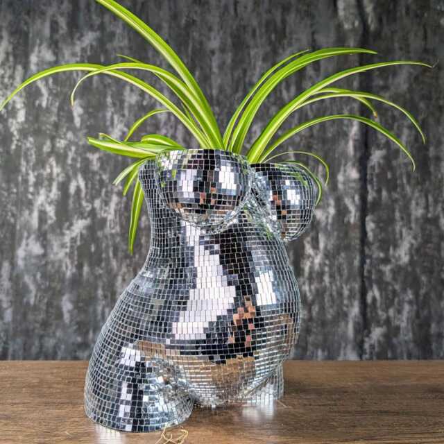 Mirrored Disco Ball Pregnant Woman Planter - Handcrafted Glass ...