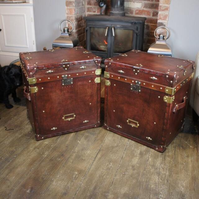 Pair Of English Leather Campaign Chests Trunks. End Tables by Etsy ...