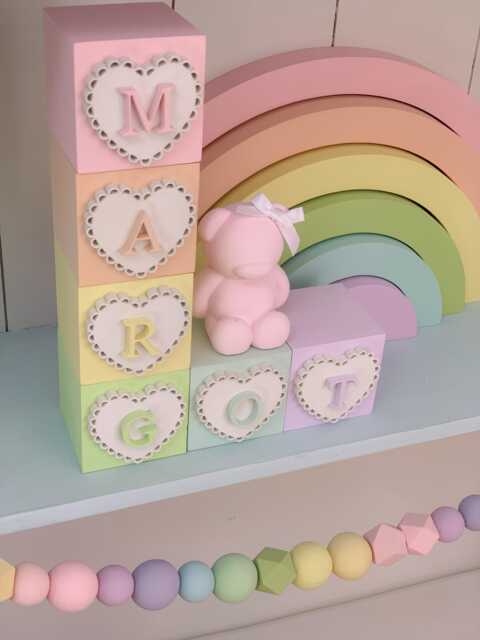 Baby Blocks, Name Alphabet Letter Personalised Wooden Nursery Decor ...