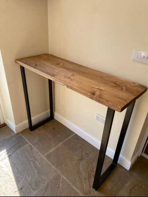 Reclaimed Wooden Breakfast Bar Table With Steel Legs Multiple Heights ...