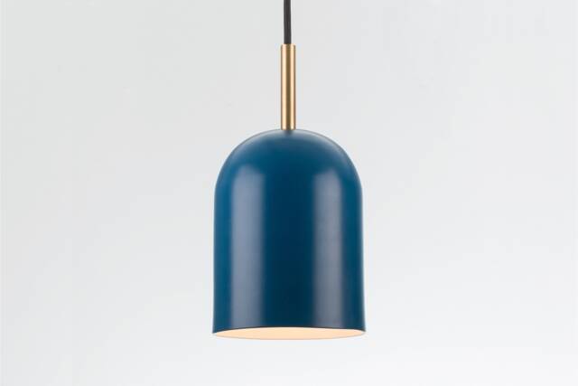 Alf Pendant Lamp - Navy Mid Sentry Raw Brass Retro Loft Industrial ...