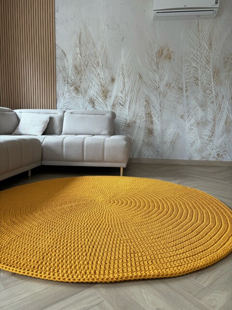 Yellow Crochet Rug Large Cotton Rug, Nursery Decor by Etsy | ufurnish.com