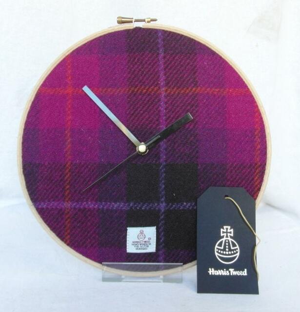 Harris Tweed Round Wall Clock 9In/23cm Authentic Faced - Metal Hands ...