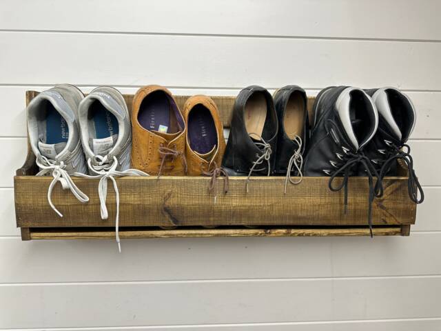 Shaped Wall Mounted Hallway Rustic Shoe Rack - Jacobean by Etsy ...