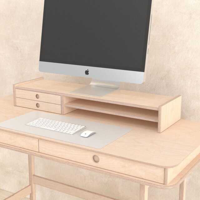 Minimalist Monitor Riser Made From Birch Plywood, Japandi Desk Shelf ...