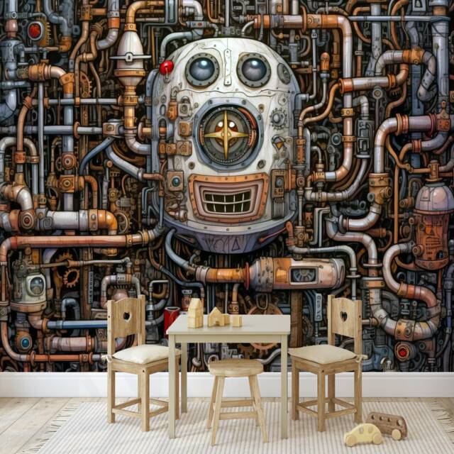 Industrial Steampunk Kids Sticker Art Print Photomural Wallpaper Mural ...