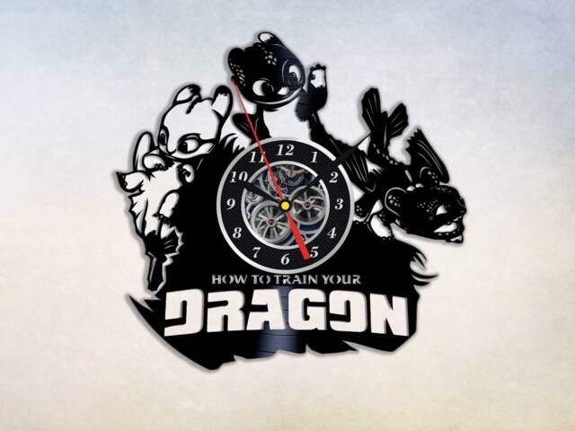 Dragon Vinyl Wall Clock, Gift Ideas For Kids, Nursery Toothless Hiccup ...