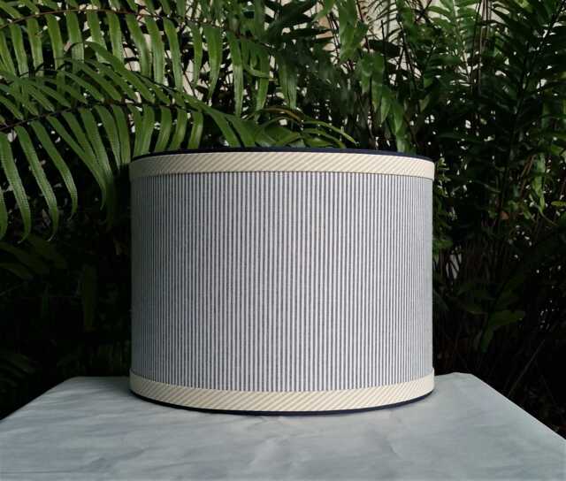 Drum Lampshade, Blue Ticking, Custom Lamp Shade by Etsy | ufurnish.com