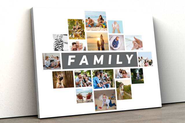 Custom Photo Collage Personalised Text Images Large Canvas Wall Art ...