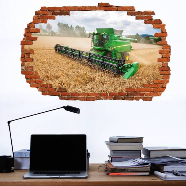 Combine Harvester Wheat Field Wall Sticker Decal Mural Poster Decor 023 ...