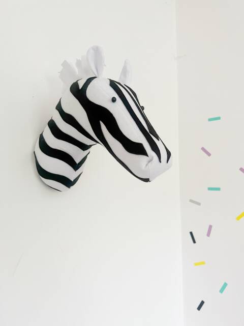 Zebra Head On The Wall , Felt Faux Taxidermy Head, Fabric Wall Mounted ...