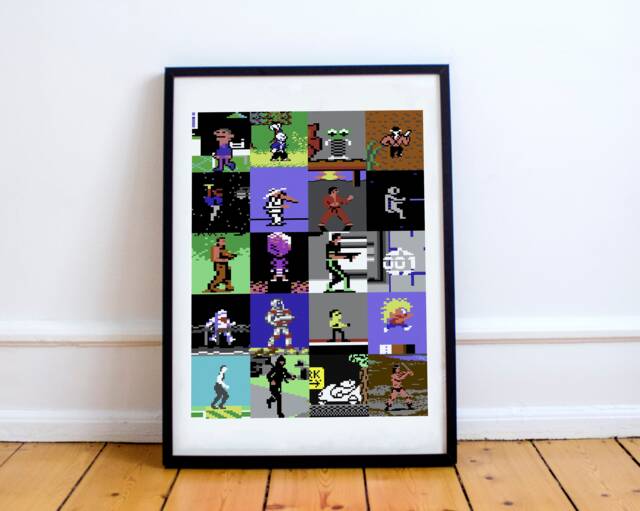 Retro Gaming Heroes Montage Print, Commodore 64, 8-Bit, Gift, Wall Art ...