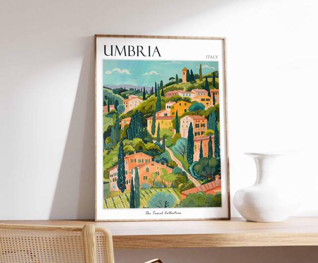 Umbria Italy Travel Poster Vintage Italian Wall Art by Etsy | ufurnish.com