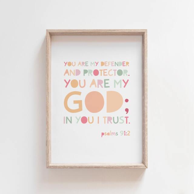 Christian Nursery Prints, You Are My Defender & Protector Print, Wall ...