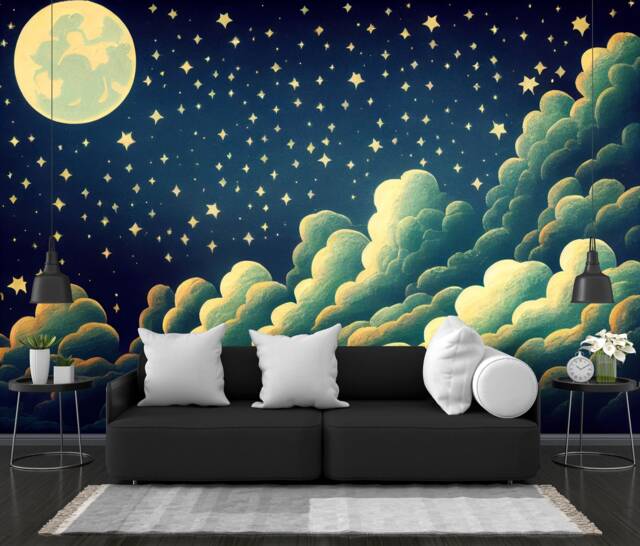 Night Space Moon Astronomy Star Bright Galaxy Astrology Illustration ...