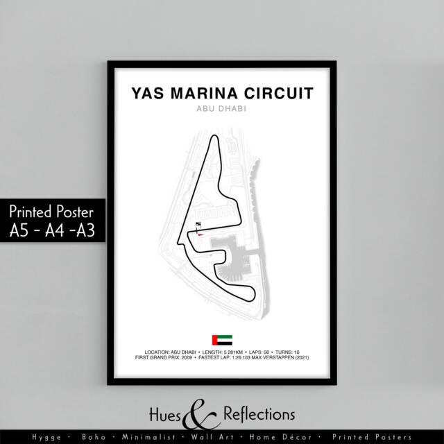 Abu Dhabi Grand Prix Print, Yas Marina Circuit Poster, Formula 1 Track ...