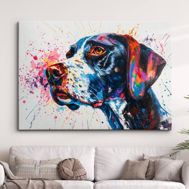 Colorful English Pointer Dog Pet Abstract Modern Oil Painting Wall Art ...