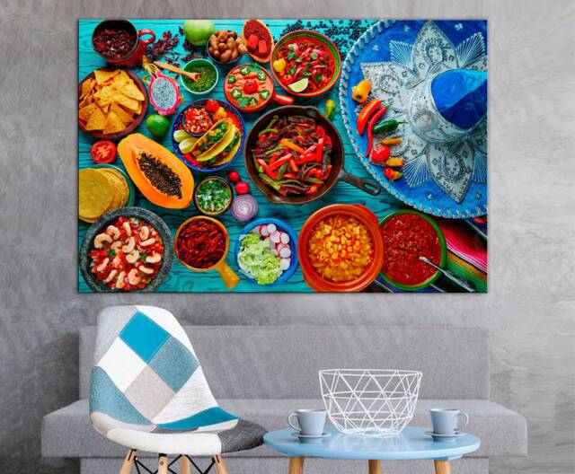 Delicious Food Canvas, Spoon Spice Kitchen Print, Herbs Spices Poster ...