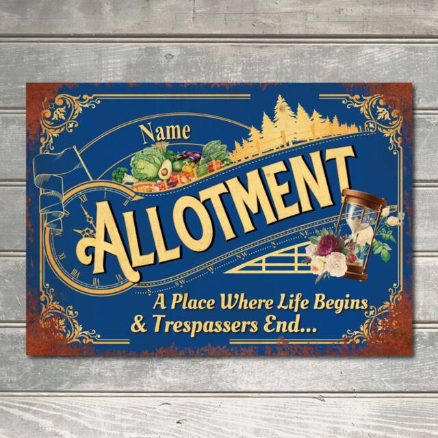 Personalised Allotment Sign Metal Garden Vegetable Patch Gold Yellow ...