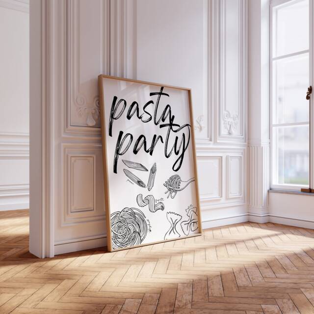 Pasta Party Print, Quote, Lovers, Chef Prints, Kitchen Print, Past Club ...