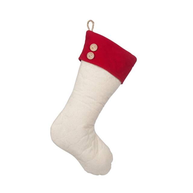 Quilted Christmas Stocking With Red Fleece Cuff & Two Wood Buttons by ...