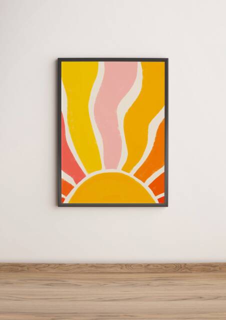 Groovy Sun Unframed Print - Print, Art, Retro Prints, Colourful ...