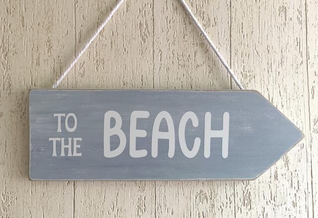 Wooden To The Beach Arrow Sign Blue Coastal Hanging Plaque by Etsy ...