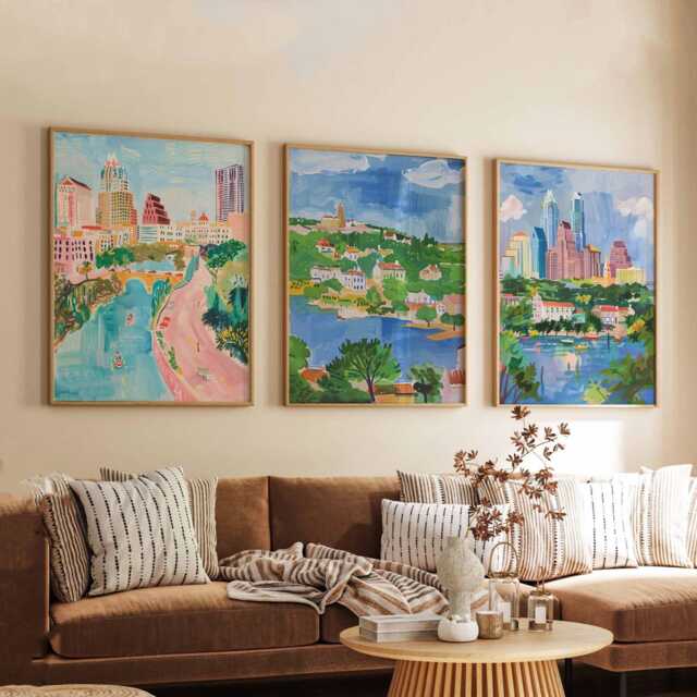 Set Of 3 Austin Texas Posters, Travel Posters Set, Prints, Wall Art ...