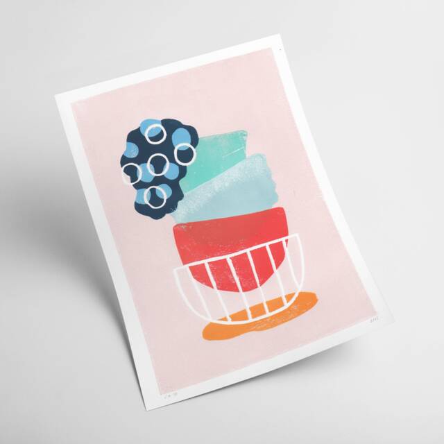Bowls - Abstract Linocut Print 23x17 cm Limited Edition by Etsy ...