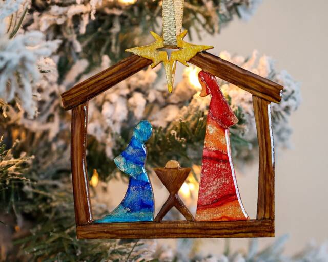 Nativity Christmas Tree Ornament - Alcohol Ink Ornament, Nacimiento ...