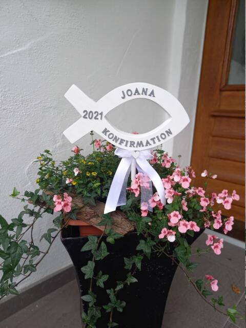 Confirmation, Communion Flower Stick With Name, Christmas Fish, Baptism ...