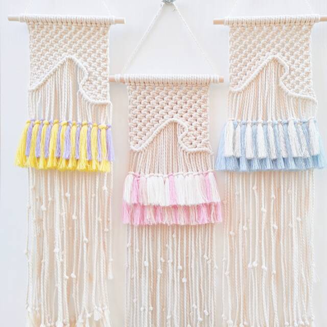 Ocean Wave Macrame Wall Hanging, Themed Decor, Pastel Room Minimalist ...