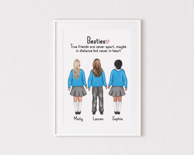 Personalised School Friends Print, Leaver, Best Friends, Leavers Gift, Class Of 2023, Besties ...