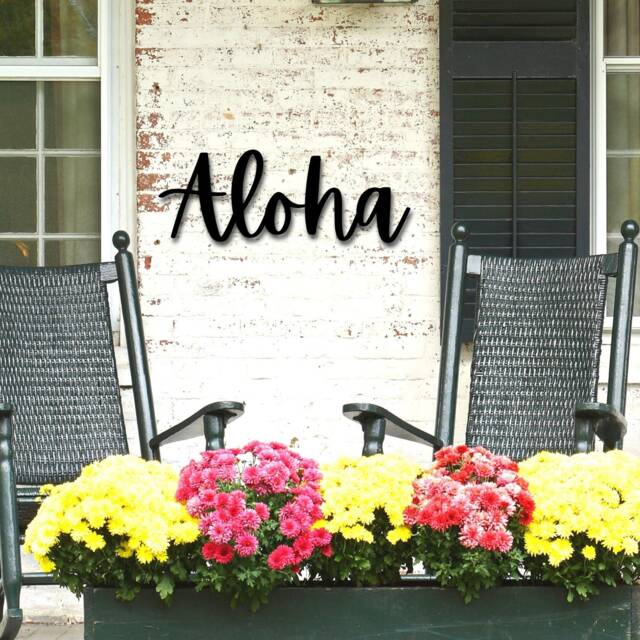 Aloha Metal Sign, Outdoor Wall Art, Decor, Hawaiian Custom Word Gifts ...