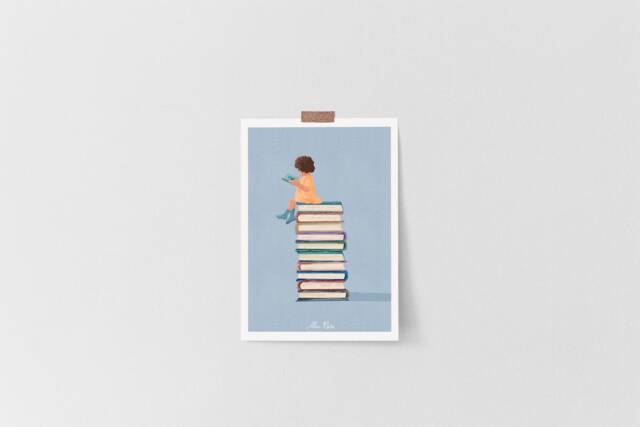 Books Are Forever, Child Reading Book, Book Lover, Addict, Art, Wall ...