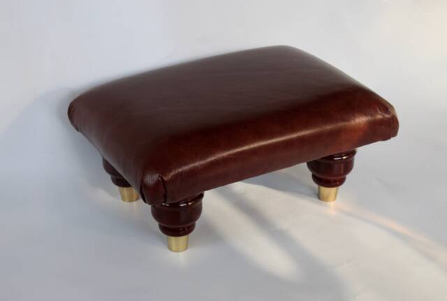 Mini Leather Footstool -Hazel Semi Aniline - Small Pouffe Under Desk ...