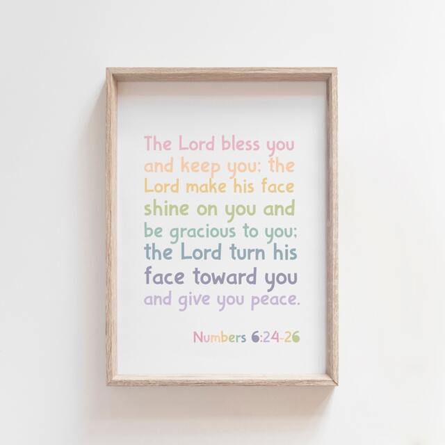Numbers 624-26, Christian Wall Art, Girls Nursery Print, Bible Verse ...