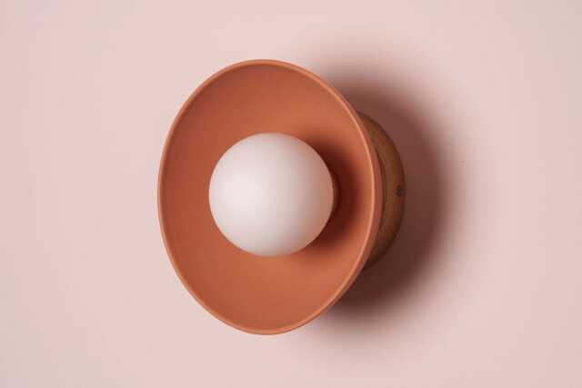 Terracotta Small Dawn Wall Light in Ceramic & Oak by Etsy | ufurnish.com