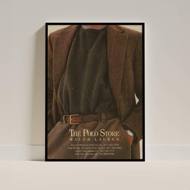 Vintage Ralph Lauren Fashion Poster 1990S, Iconic Polo Advert Wall Art, Classic American Style ...