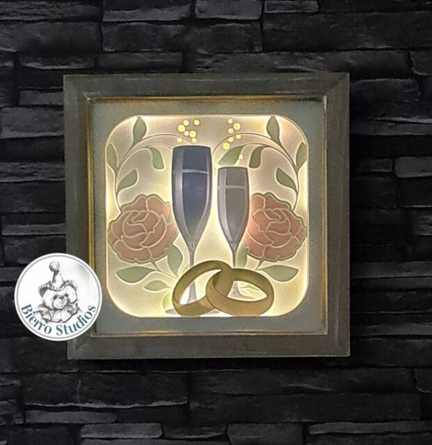 Wedding Themed, 3D Shadow Box, Light Box, Light Up Picture, Night Light ...